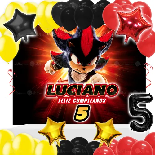 Kit Decoración Fiesta Shadow Sonic Cumpleaños Shadow + Lona | Envío gratis