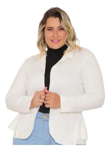Blazer Casaco Neoprene De Dabado Feminino Plus Size G1 G2 G3
