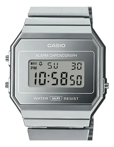 Reloj Casio Vintage Digital Plateado de Acero Inoxidable para Adultos ...