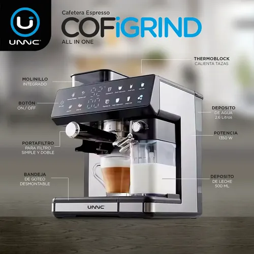 Cafetera Unnic Espresso Molinillo Digital 20 Bares Barista Color Negro ...