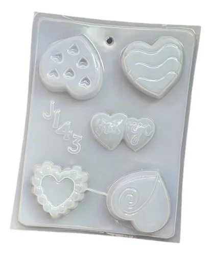 Molde 5 Corazones Varios Choco Jabon Gomita Gelatina Yeso Meses Sin