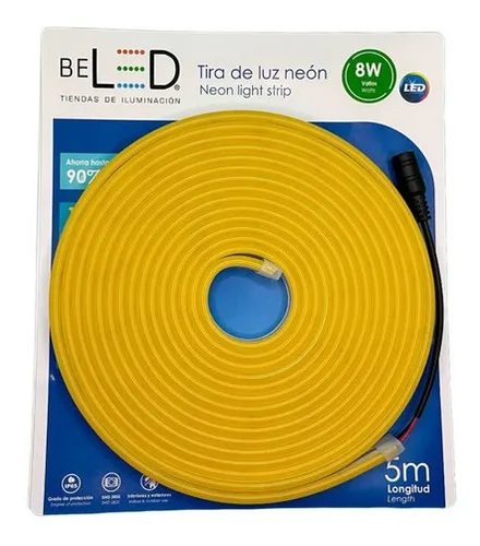 Tira Led Neon Flex 5m 12v Alto Brillo Decorativa Ip66 Lemon Yellow