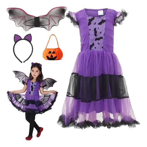 Disfraz De Halloween Bruja Para Niñas Con Alas Bolsa Diadema Meses
