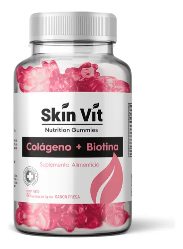Colágeno + Biotina Skin Vit 60 Gomitas Súper Premium Sabor Fresa ... Colágeno + Biotina Skin Vit 60 Gomitas Súper Premium Sabor Fresa ...