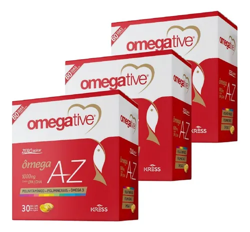 Kit Omegative Az Com 3 Caixas De 30 Cápsulas Cada | Frete grátis Kit Omegative Az Com 3 Caixas De 30 Cápsulas Cada | Frete grátis