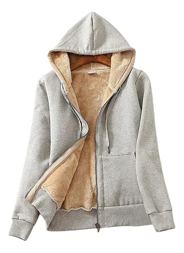 Casaco Feminino Inverno Quente Sherpa Forrado Com Zíper Mole ... Casaco Feminino Inverno Quente Sherpa Forrado Com Zíper Mole ...