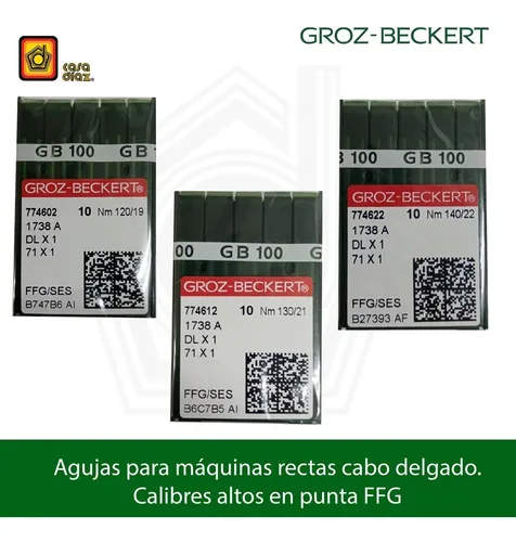 Aguja Groz-beckert Máq Recta Cabo Delgado Ffg Calibres Altos en venta en Cuauhtémoc Distrito ...