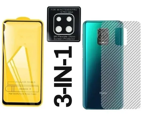 Película Vidro 9d Redmi Note 9 Pro Pel Câmera Skin Verso