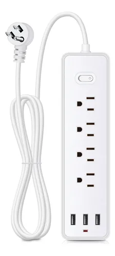 Regleta Multicontactos De 4 Tomacorrientes Y 3 Puertos Usb Mercadolibre