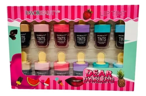 Paquete 12 Tintas De Paleta Para Labios Larga Duración Color Rojo