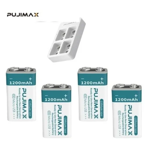 Kit Carregador Lítio 9v Pujimax 4 Peças Parcelamento Sem Juros