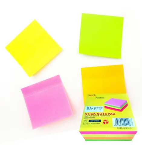 Taco Nota Adhesivas Colores Fluor 7 5 X 7 5 Cm X 400 Hojas