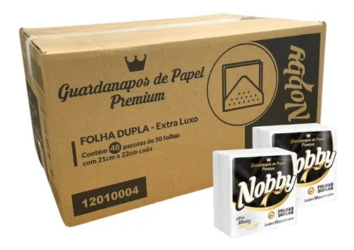 Cx Guardanapo Papel Folha Dupla Nobby 21x22cm 2400un Atacado | Frete grátis