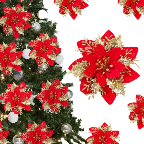 12 Flores Navideñas Decoraciones Navideñas Adornos Navideños | MercadoLibre