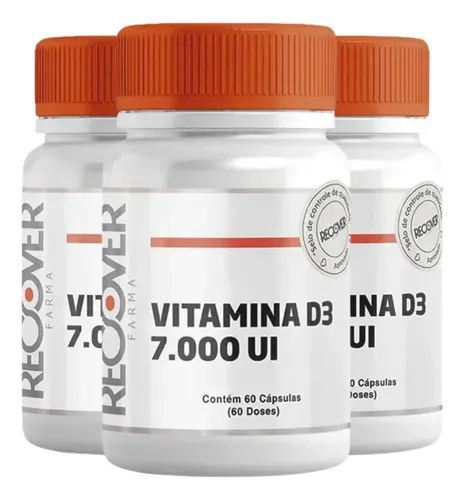 Kit 3x Vitamina D3 7.000 Ui 60 Cápsulas Recover Farma Sem Sabor | Frete ...