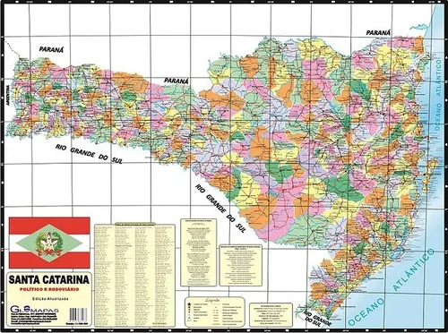 Mapa De Santa Catarina Político Rodoviario Ed Atualizada Mercadolivre