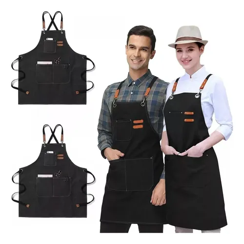 2 Piezas Mandil De Chef Ajustable, Mandil Barista,unisex | MercadoLibre