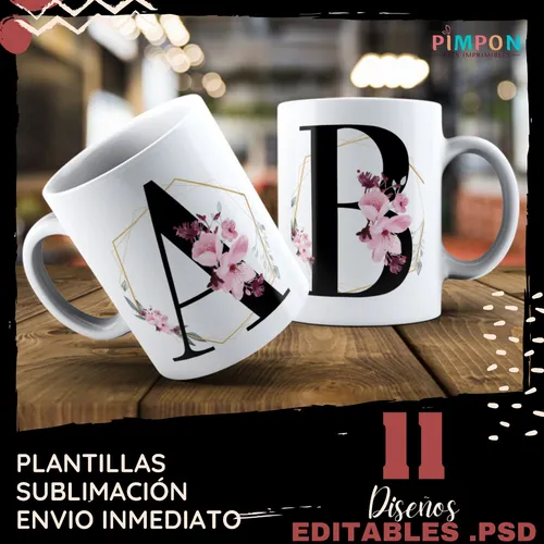 Plantillas Para Sublimar Tazas - Alfabeto Glamour Plantillas Para Sublimar Tazas - Alfabeto Glamour