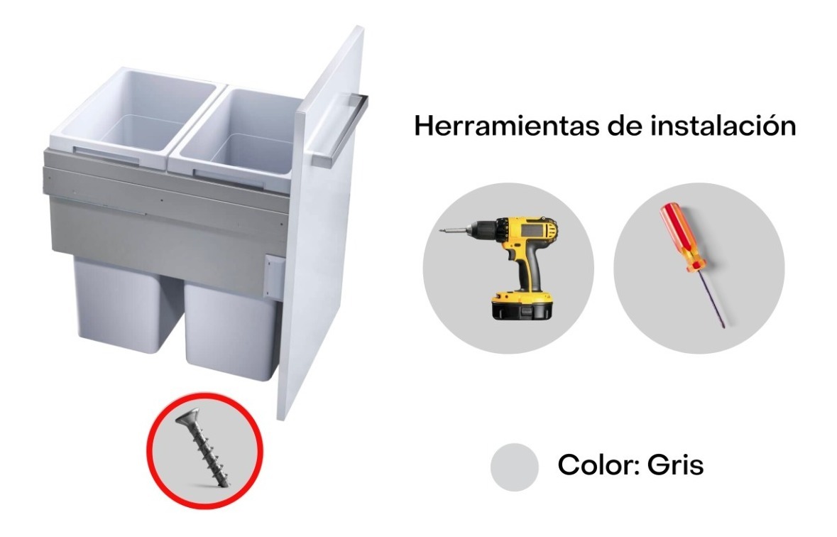 Bote De Basura Extraible Doble Contenedor 54lt Cierre Suave* | Herrajes ... Bote De Basura Extraible Doble Contenedor 54lt Cierre Suave* | Herrajes ...