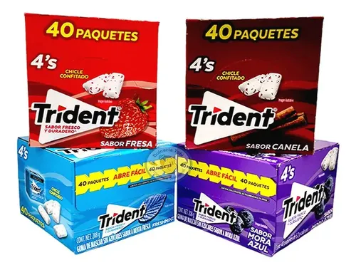 Combo Trident Freshmint, Mora, Fresa Y Canela 4's 40pz | Envío gratis