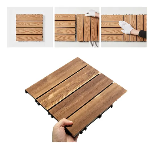 Piso Modular Deck De Madera Acacia Interior Exterior 30x30 L | Envío gratis