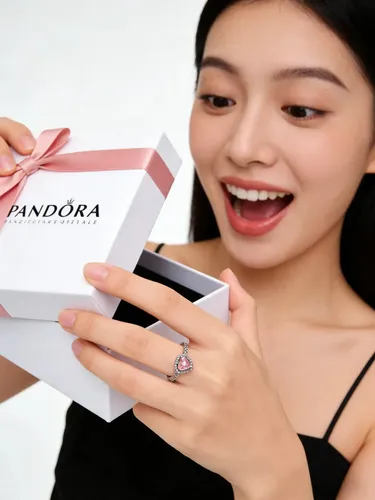 Anillo Para Pandora De Corazón Rosa Con Caja De Talla 54 | Meses sin ...
