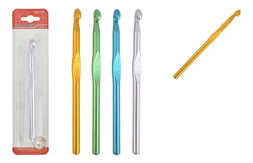 Set De 12 Crochet Palillos Metalicos De Colores 10mm | Cuotas sin interés