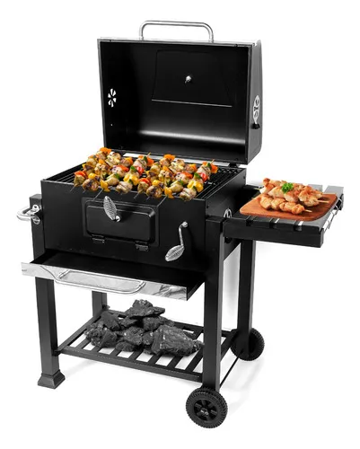 Asador Parrilla De Carbón Móvil Con Ruedas Hierro Uso Rudo Color Negro Asador Parrilla De Carbón Móvil Con Ruedas Hierro Uso Rudo Color Negro