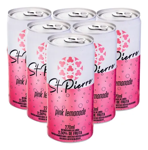 Kit C 6un Refrigerante Pink Lemonade St Pierre Lata 270ml