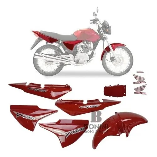 Kit Carenagem Cg 150 Titan 2008 Ks 08 Vermelha C Adesivos Frete Grátis