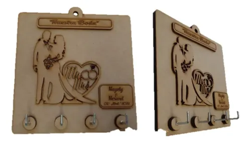 Porta Llaves Boda Grabado Personalizado Mdf 80 Pzas | Envío gratis