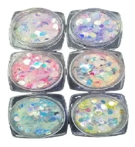 Kit 6 Glitter Flocado Mix Encapsulamento Decoração De Unhas Mercadolivre