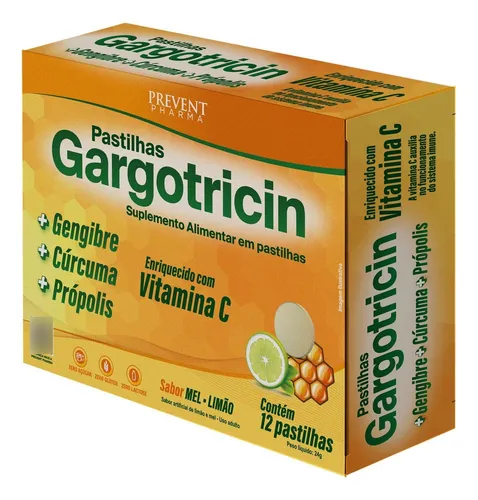 Pastilha Gargotricin Vitamina C Sabor Mel Limão C/12 Unid ... Pastilha Gargotricin Vitamina C Sabor Mel Limão C/12 Unid ...