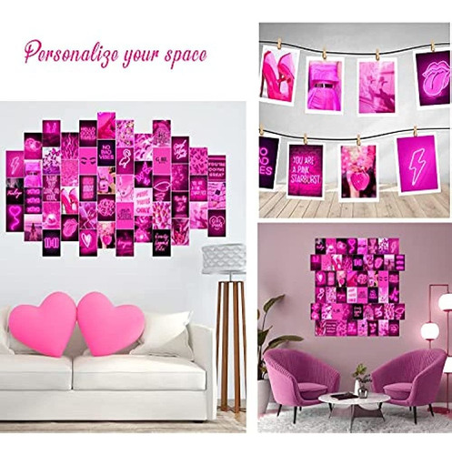 Woonkit Pink Neon Wall Collage Kit Aesthetic Pictures Trend Envío Gratis