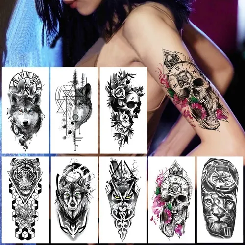 8 Tatuaje Tatto Temporal Falso Brazo Pierna Hombre Mujer Meses Sin Intereses