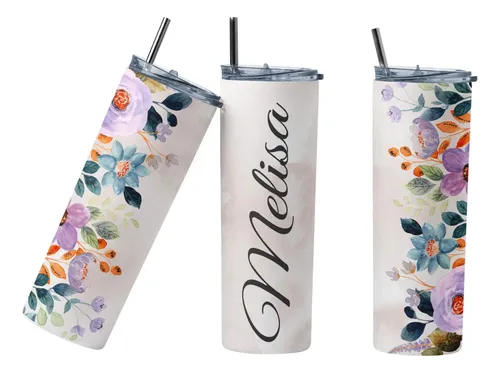 Termo Cafe Skinny Tumbler Flores Personalizado Con Nombre 04 | Meses ...