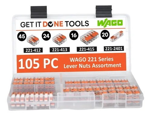 Kit De Conectores Wago, 221 4 Tamaños, 105 Piezas | Cuotas sin interés