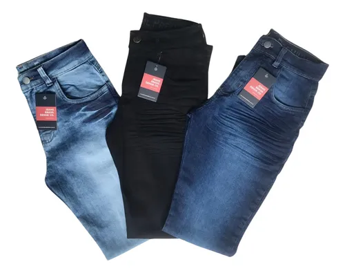 Kit 3 Calça Jeans Masculina Slim Original Elastano Lycra Parcelamento