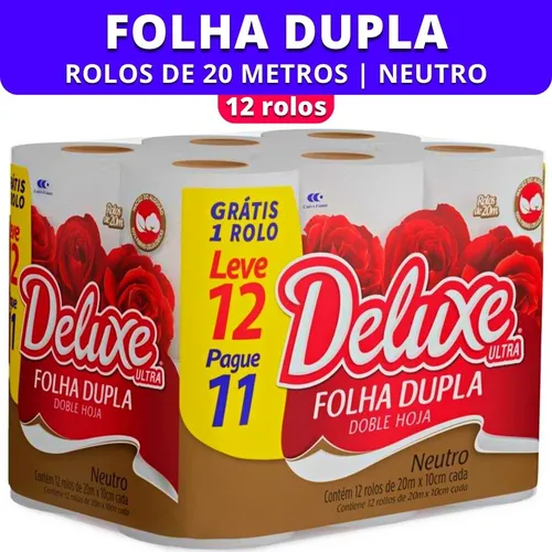 Papel Higiênico Folha Dupla Deluxe Cotton 12 Rolos De 20m Mercadolivre