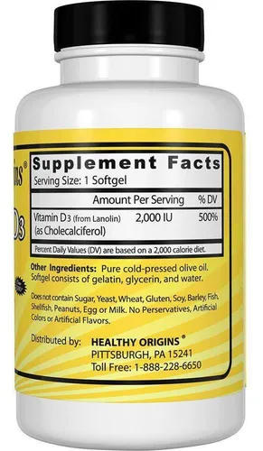 Vitamina D3 2.000ui 240 Softgels Healthy Origins | MercadoLivre Vitamina D3 2.000ui 240 Softgels Healthy Origins | MercadoLivre