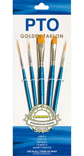 Set De Pinceles Pt-o Golden Taklon Con 5 Piezas Set De Pinceles Pt-o Golden Taklon Con 5 Piezas