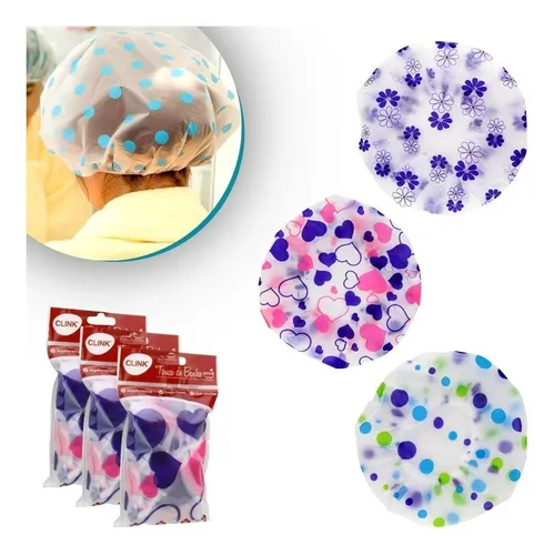 Kit 3 Toucas Para Banho Plástico Impermeável Reutilizável | MercadoLivre Kit 3 Toucas Para Banho Plástico Impermeável Reutilizável | MercadoLivre