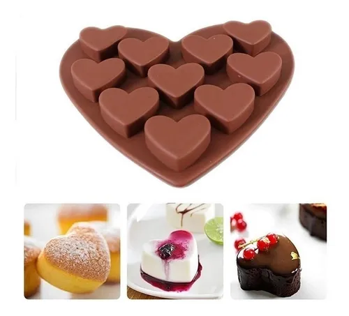 Molde Silicon Corazones Chocolate Confiteria Jabón Gelatina Meses Sin