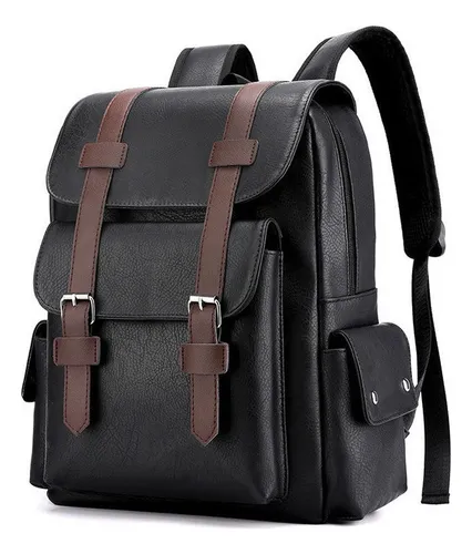 Bolsa masculina de couro impermeável e mochila anti-roubo - preta ... Bolsa masculina de couro impermeável e mochila anti-roubo - preta ...