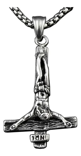 Collar Con Colgante De Cruz Invertida Anticruz De Acero Inox | Envío gratis