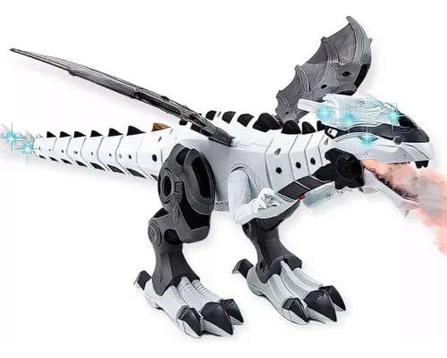 Dragão Robo Brinquedo Dinossauro Anda Bate Asas Solta Fumaça
