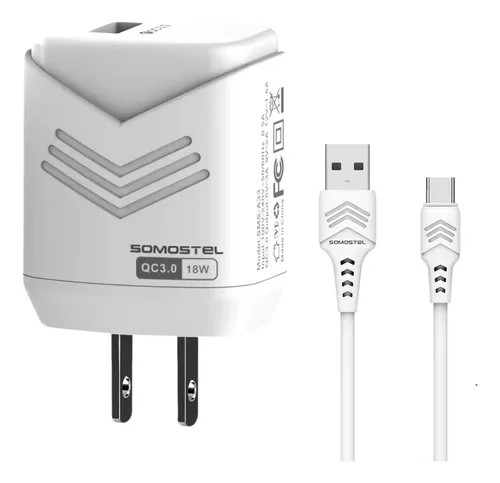 Cargador Carga Rapida Somostel 18w Qc3.0 Usb - Type C Color Blanco ... Cargador Carga Rapida Somostel 18w Qc3.0 Usb - Type C Color Blanco ...