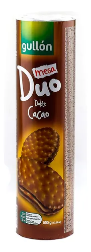 Biscoito Mega Duo Double Cacao Recheado Gullón 500g Espanha