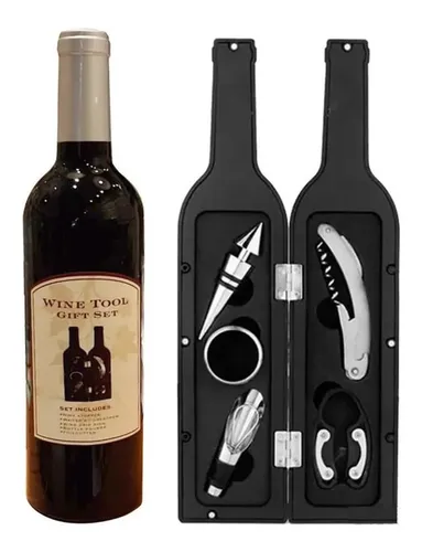 Set 5 Accesorios De Vino Estuche En Forma De Botella Set 5 Accesorios De Vino Estuche En Forma De Botella