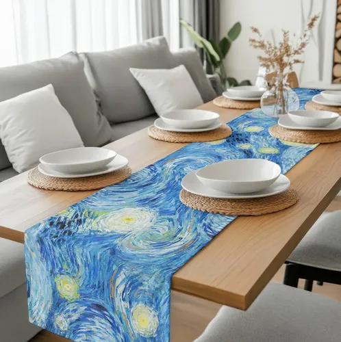 Camino De Mesa Van Gogh Noche Estrellada Starry Night 180x35 Color Tela ...